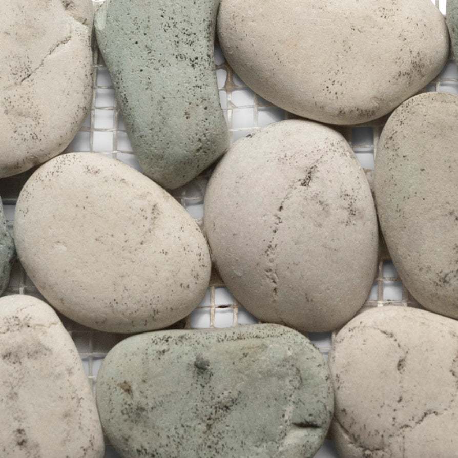 Sea Green And White Pebble Tile Borders Pebble Tile Shop