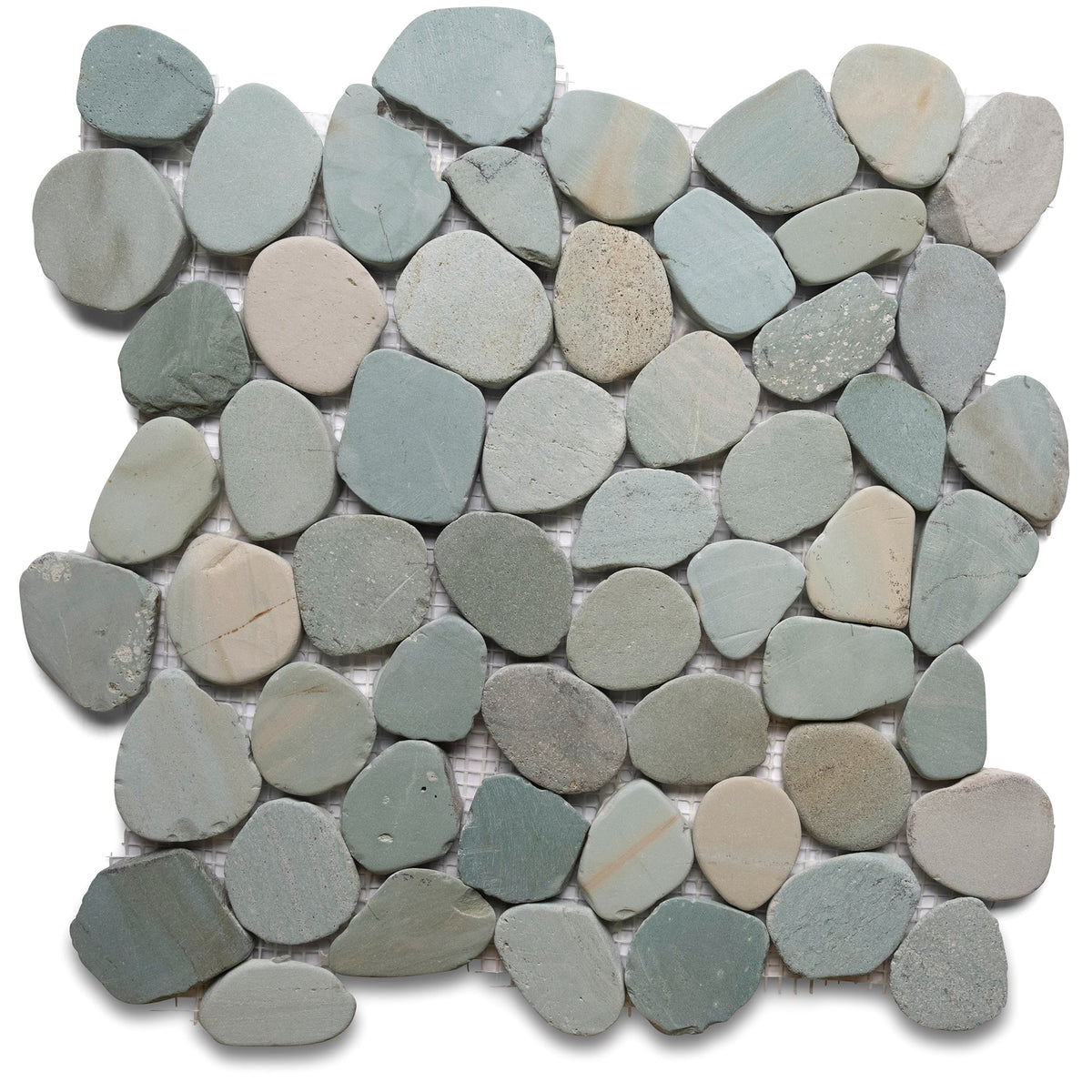 Sliced Sea Green Pebble Tiles | Pebble Tile Shop