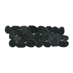 Sliced Charcoal Black Pebble Tile Borders | Pebble Tile Shop