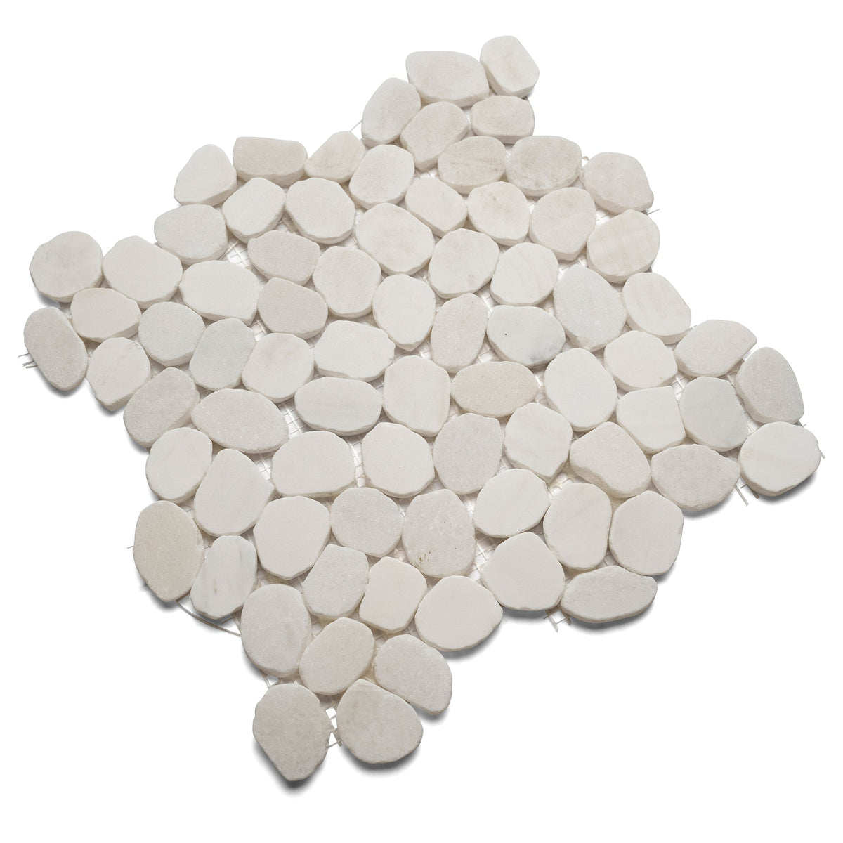 Milky White Small Round Sliced Pebble Tile | Pebble Tile Shop