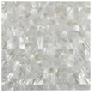 White Square Groutless Pearl Shell Tile | All Pearl Tiles | Pebble Tile ...